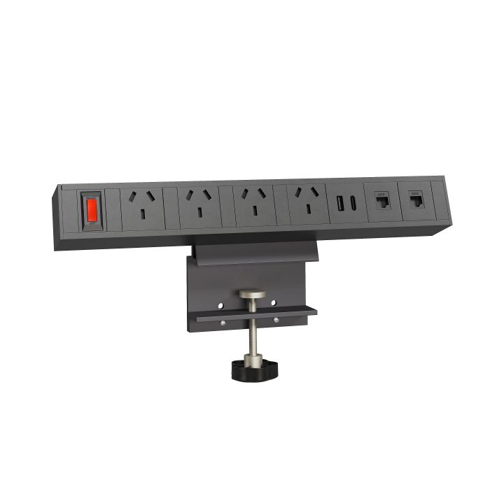 Pluggo Desk Table Top Power Data Rail Clamp Lead | BDO Furniture