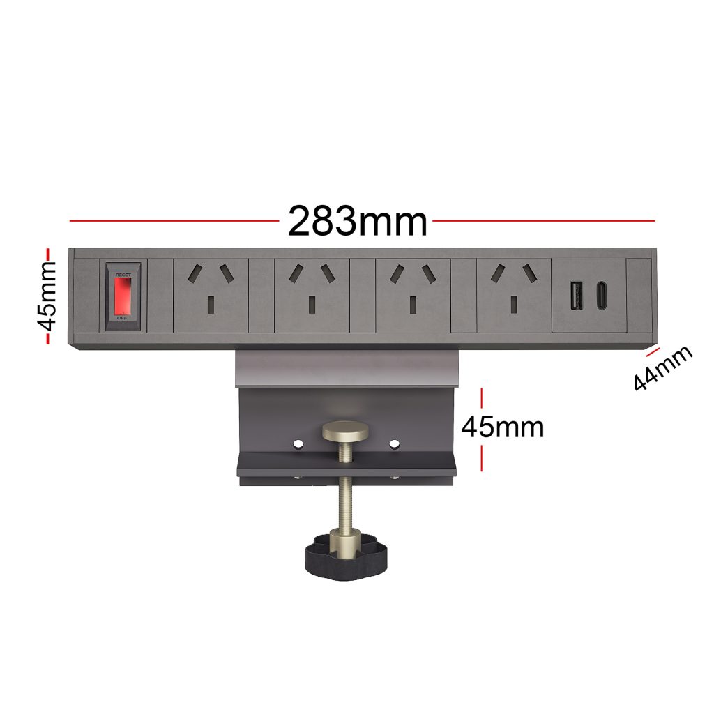 Pluggo Desk Table Top Power Data Rail Clamp Lead | BDO Furniture