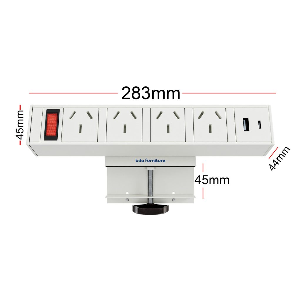 Pluggo Desk Table Top Power Data Rail Clamp Lead | BDO Furniture
