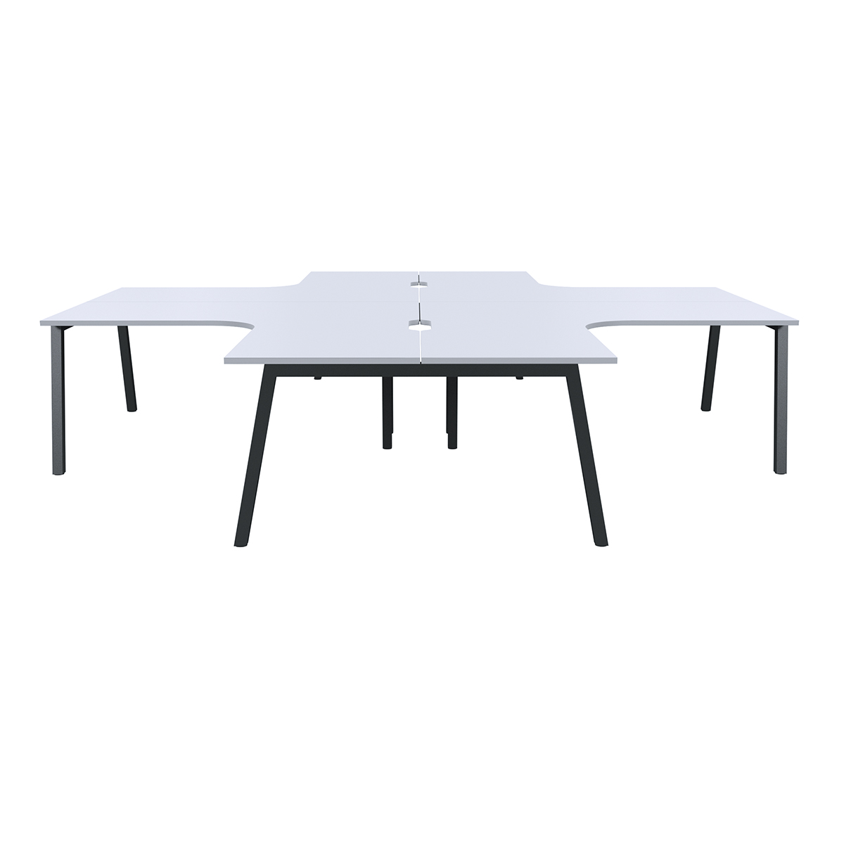 Lean 4 Person Office Corner Workstation POD with Scallop Top